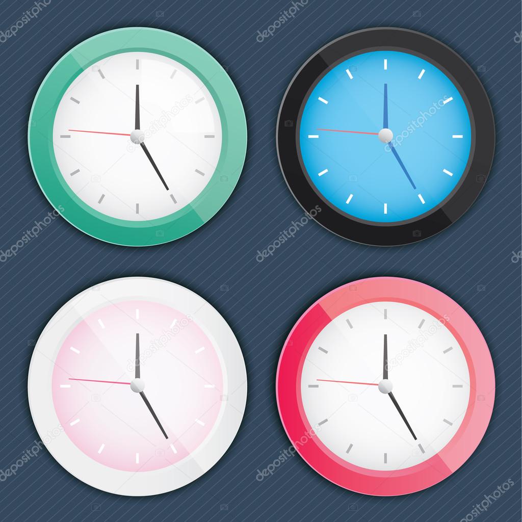 Relojes de vectores con estilo conjunto de fondo azul oscuro Vector de ...