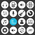Collection of flat media icons - audio, musical instruments and sound ...