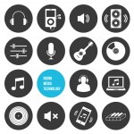 Collection of flat media icons - audio, musical instruments and sound ...