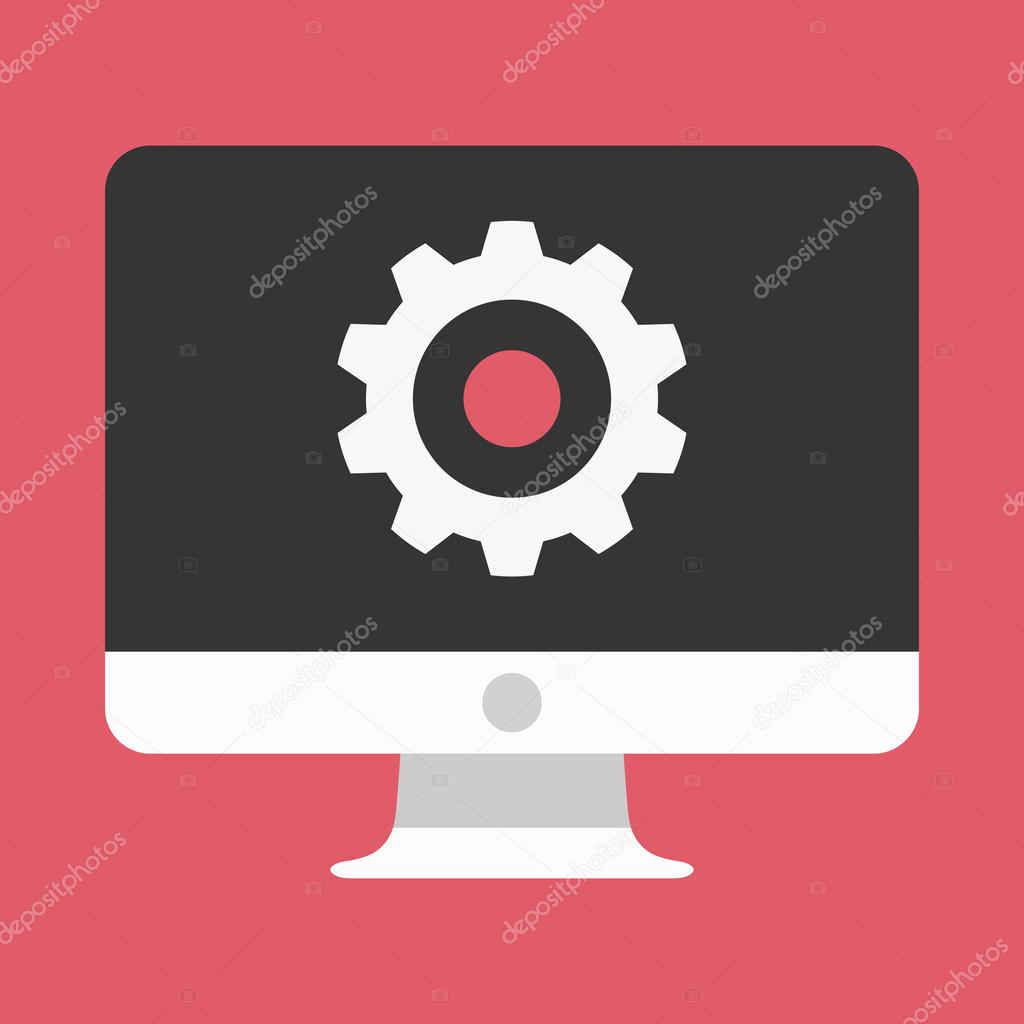 Vector Computer Display and Gear Icon — Stock Vector © magurok5 #42256741