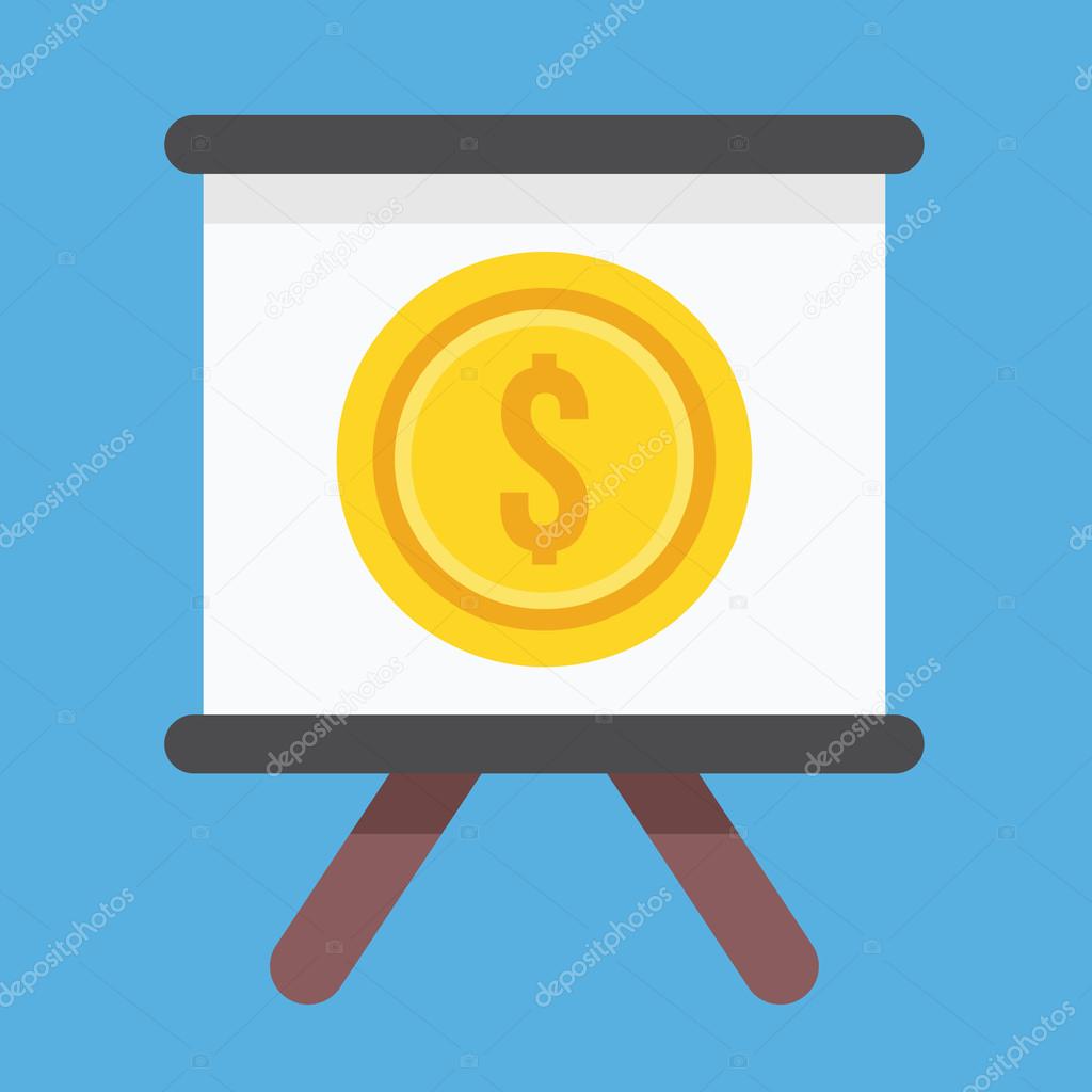 Vector Presentation Board and Dollar Sign Icon — Stock Vector ...