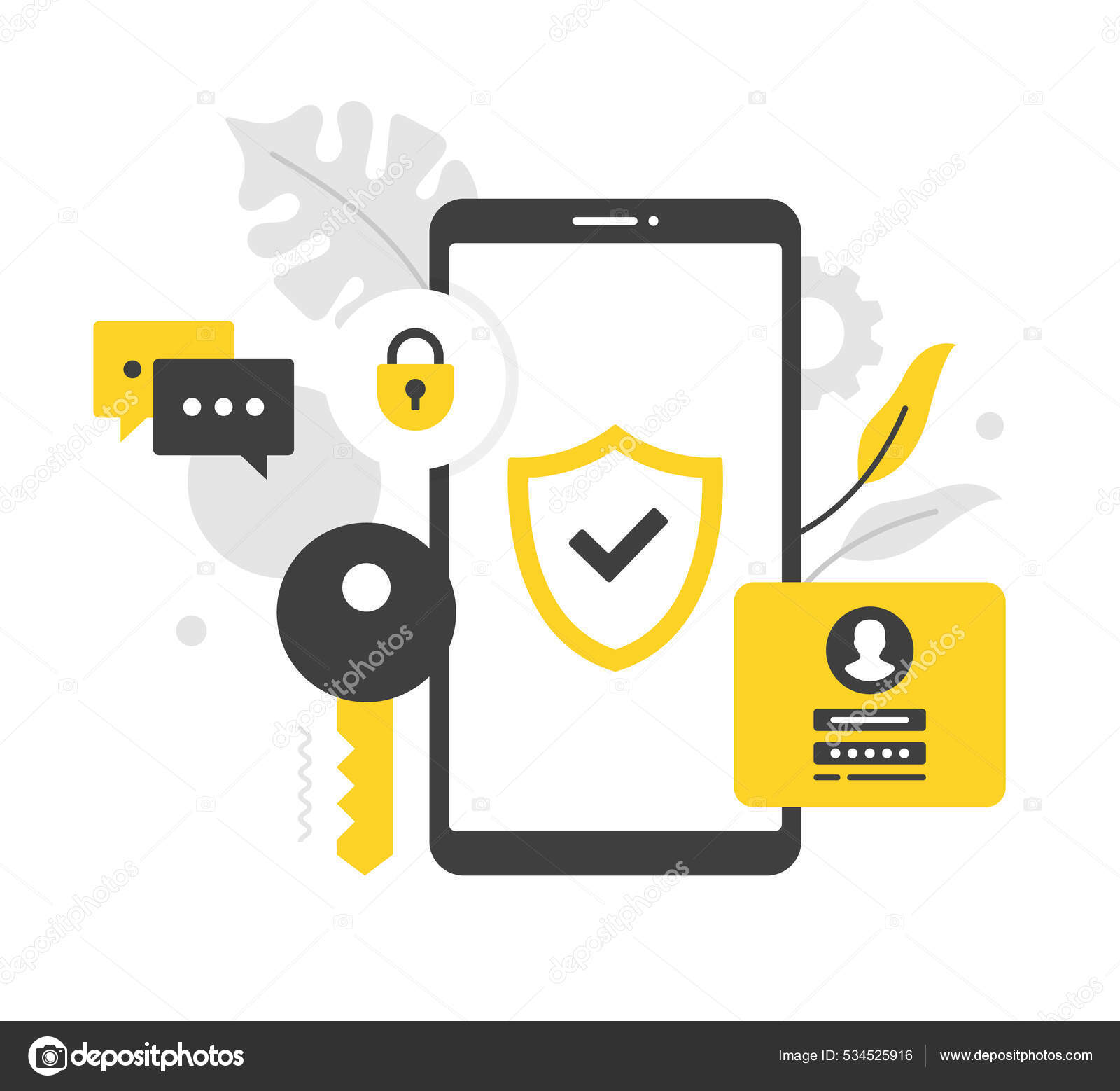 Mobile Phone Security Flat Vector Illustration Smartphone Shield Check ...