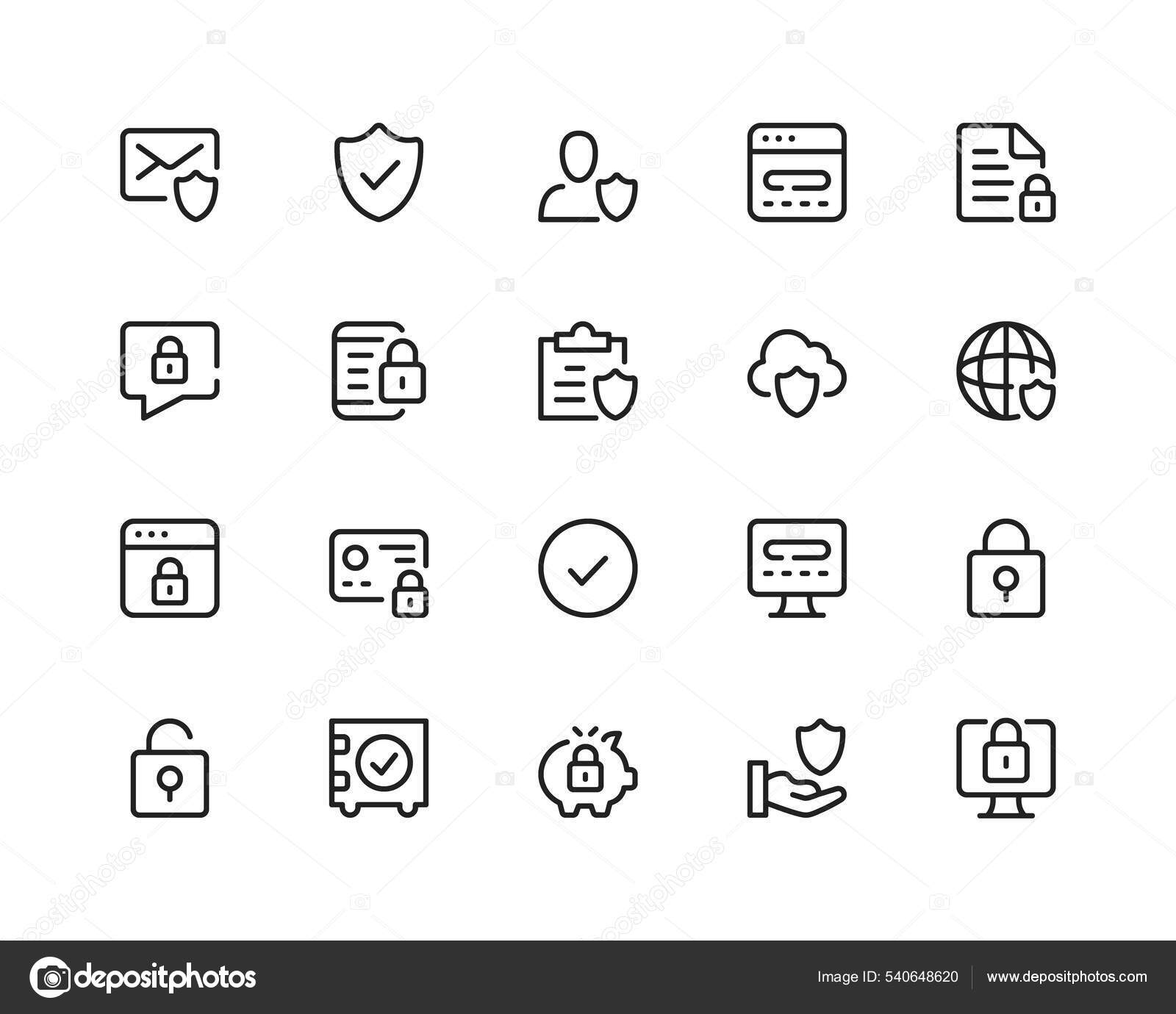 Computer Security Line Icons Cybersecurity Data Protection Outline ... Computer Security Line Icons Cybersecurity Data Protection Outline ...