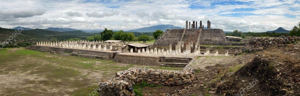 Panoramic views of the ancient Toltec ruins in the city of Tula. Stock ...