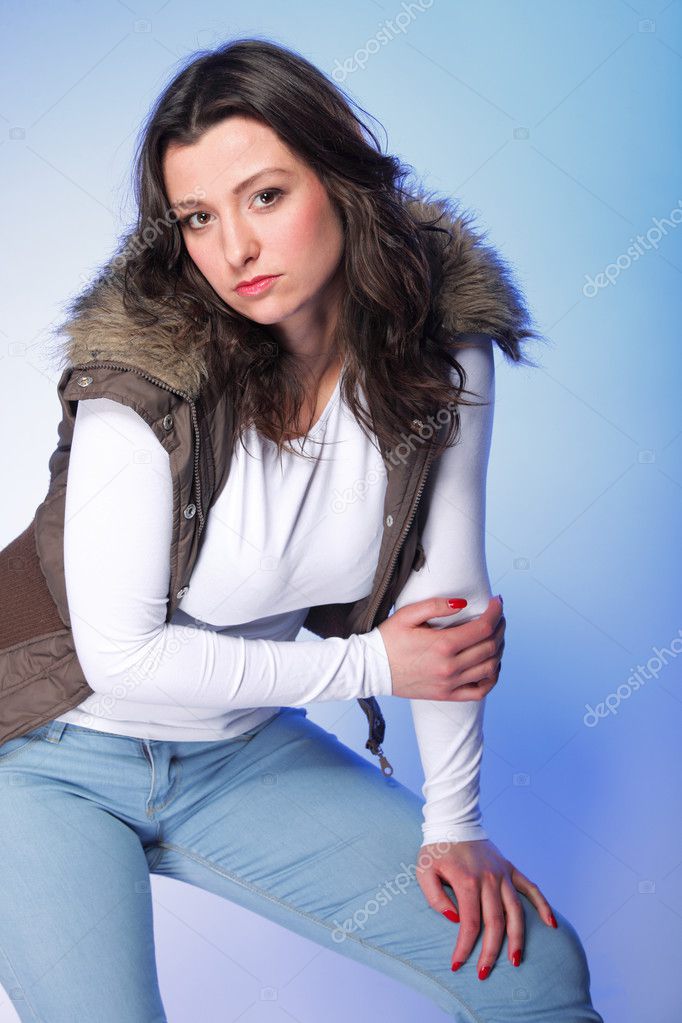 Attractive plus size model in casual clothes Stock Photo by ©Voyagerix ...