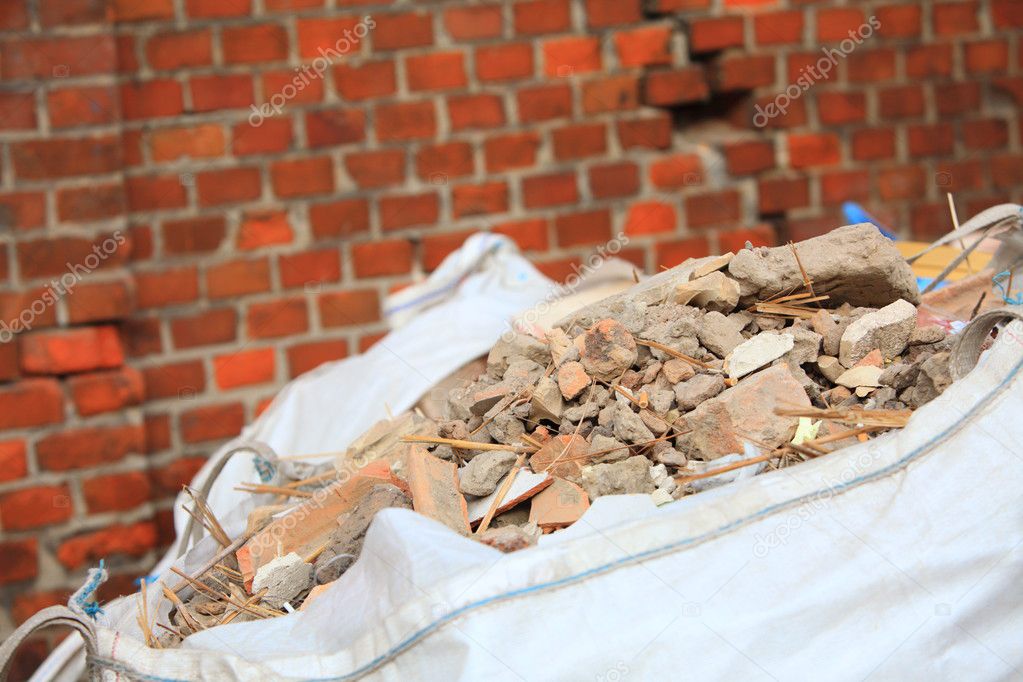 Full construction waste debris bags Stock Photo by ©Voyagerix 37153207