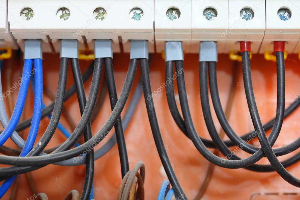 Electrical panel box with fuses and contactors — Stock Photo ...