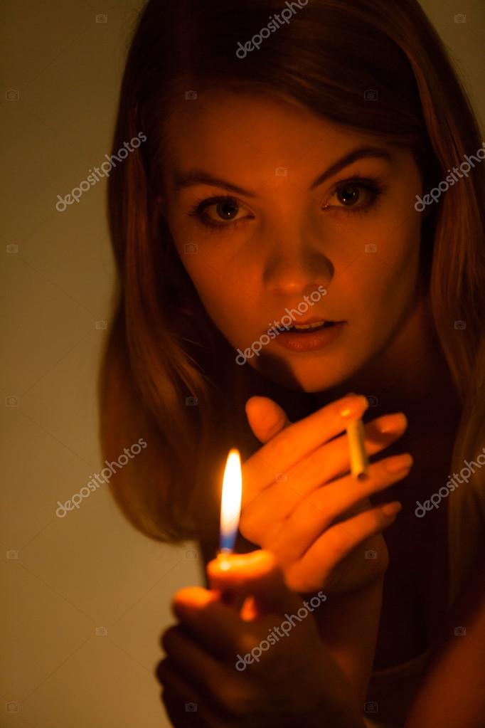 Pics: lighter | Young woman with lighter lighting up cigarette. — Stock ...