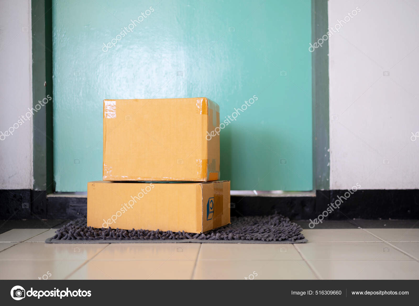 Express Package Delivery Service Concept Parcel Box Wrapped Craft Paper ...