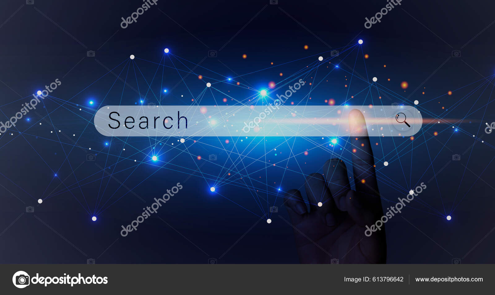Businessman Pointing Search Bar Virtual Screen Search Engine ...