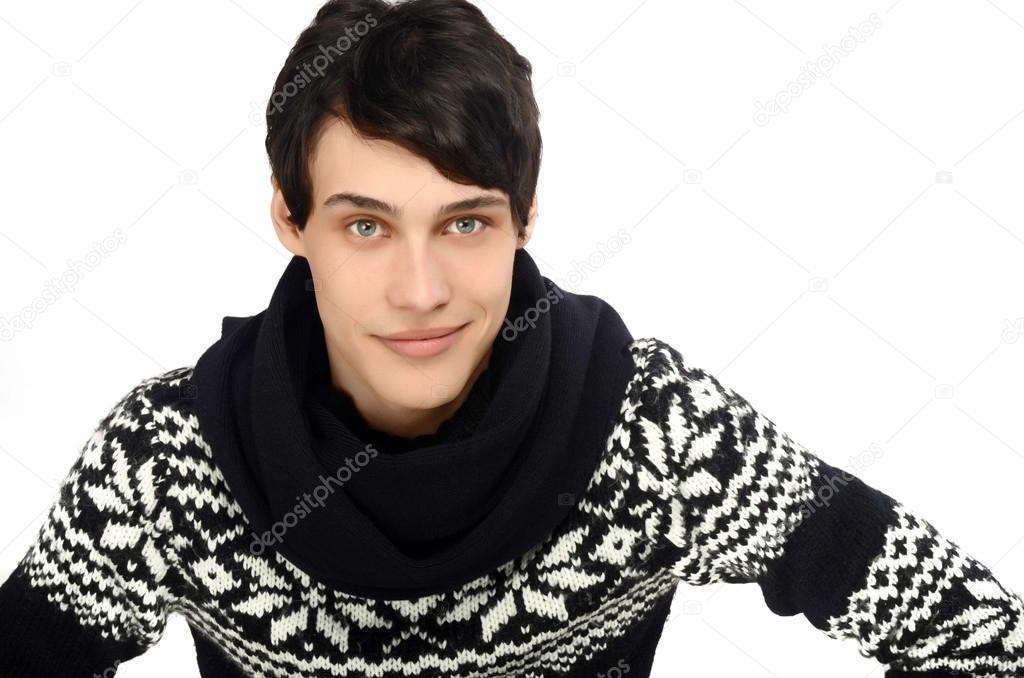 Portrait of a handsome man dressed for a cold winter. Man wearing a ...