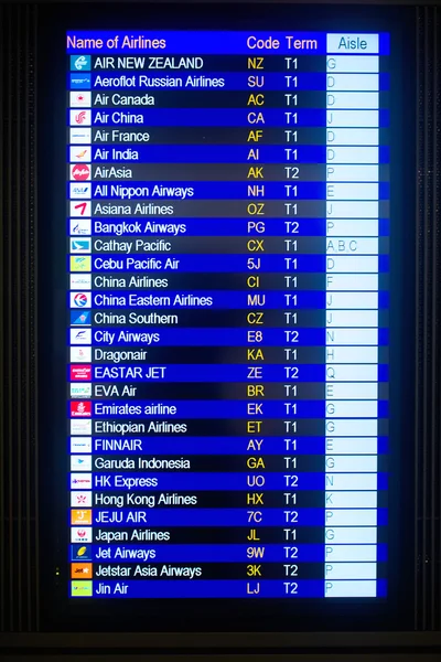 Flight information display in the Hong Kong Airport - Stock Image ...