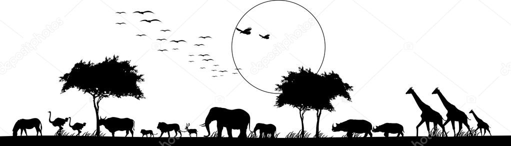 Beauty silhouette of safari animal wildlife Stock Vector by ...