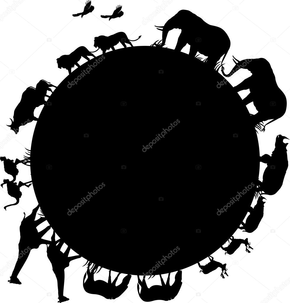 Animal silhouette and world Stock Vector by ©starlight789 #20254163