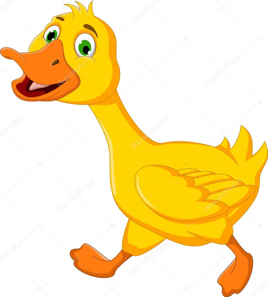 Divertido pato de dibujos animados corriendo 2023
