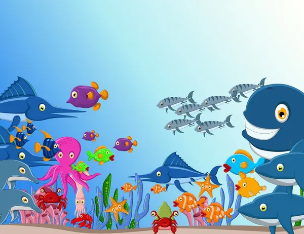 Sea life cartoon background — Stock Vector © starlight789 #35047773