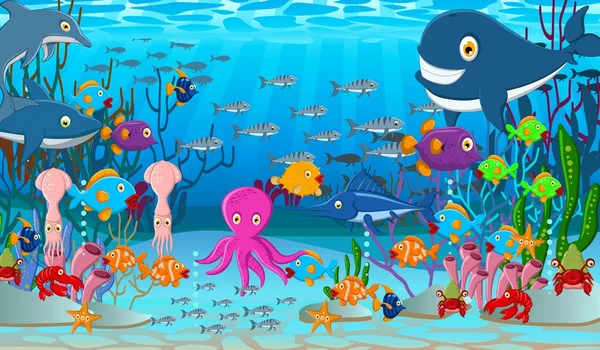 Sea life cartoon background — Stock Vector © starlight789 #35047773