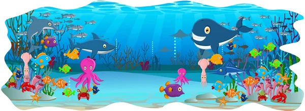 Sea life cartoon background — Stock Vector © starlight789 #35047773