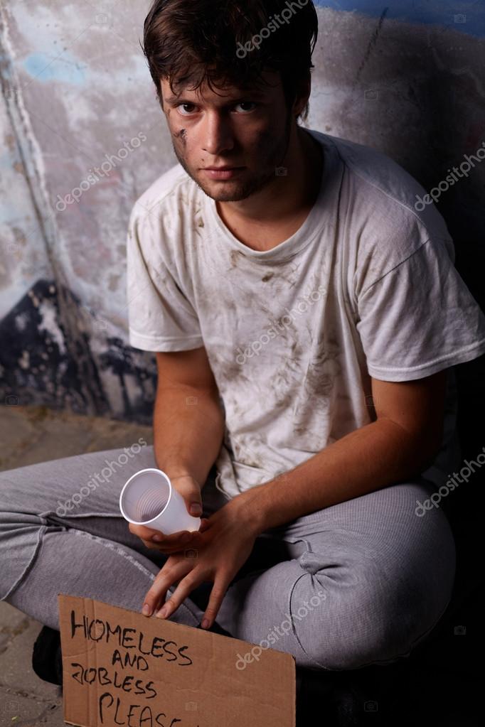 Hand Some Young Man Homeless
