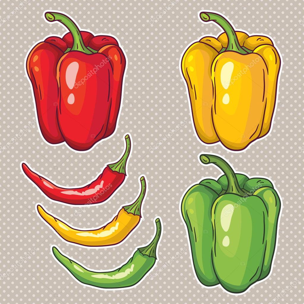 Peppers set Stock Vector Image by ©sntpzh #51331635