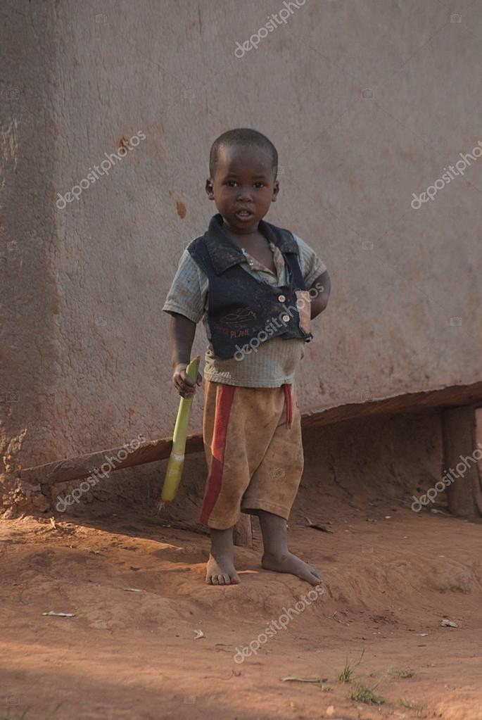 African boy living in a poor village Rushooka near Mbarara – Stock ...
