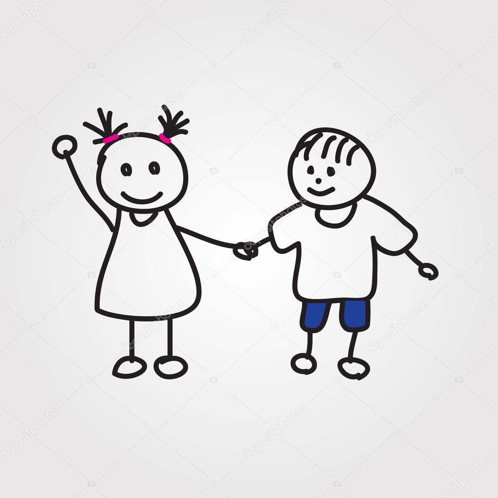 Kinder Vektor Hand gezeichnet - Vektorgrafik: lizenzfreie Grafiken ...