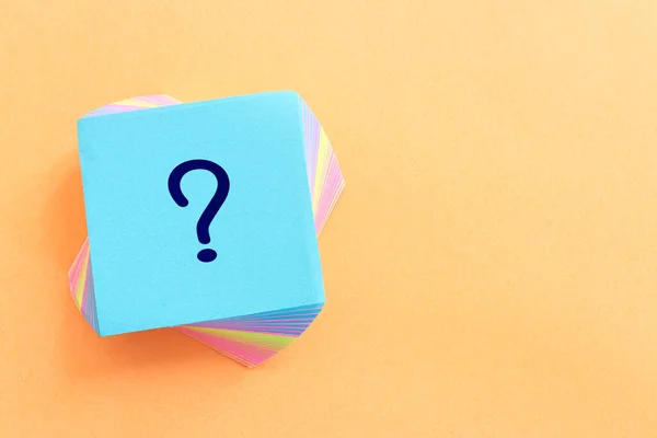 Top View Image Sticky Note Question Mark Textured Paper — Stock Photo ...