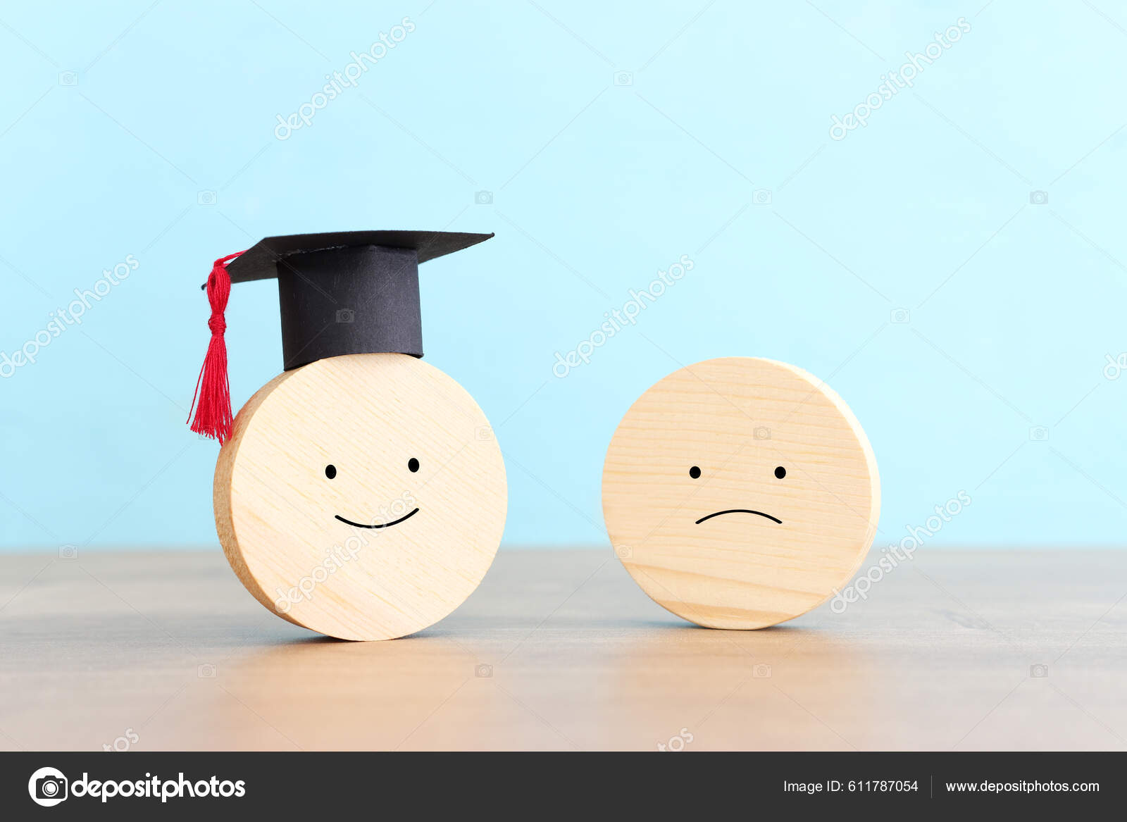 Smiling Face Graduation Cap Front Sad Face Concept Education Choice ...