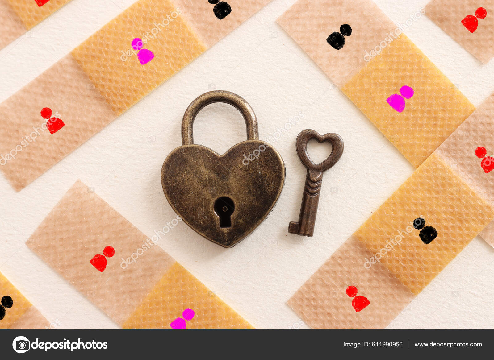 Antique Key And Heart Lock