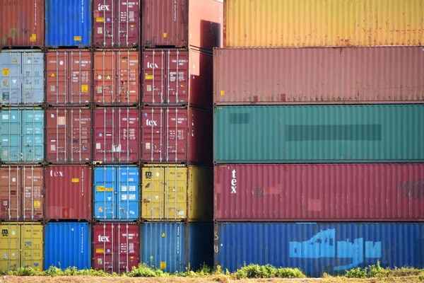 Shipping containers row Stock Photos, Royalty Free Shipping containers ...