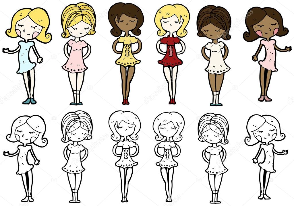 Jolie fille timide dessin animé Stock Vector by ©lineartestpilot 12765052