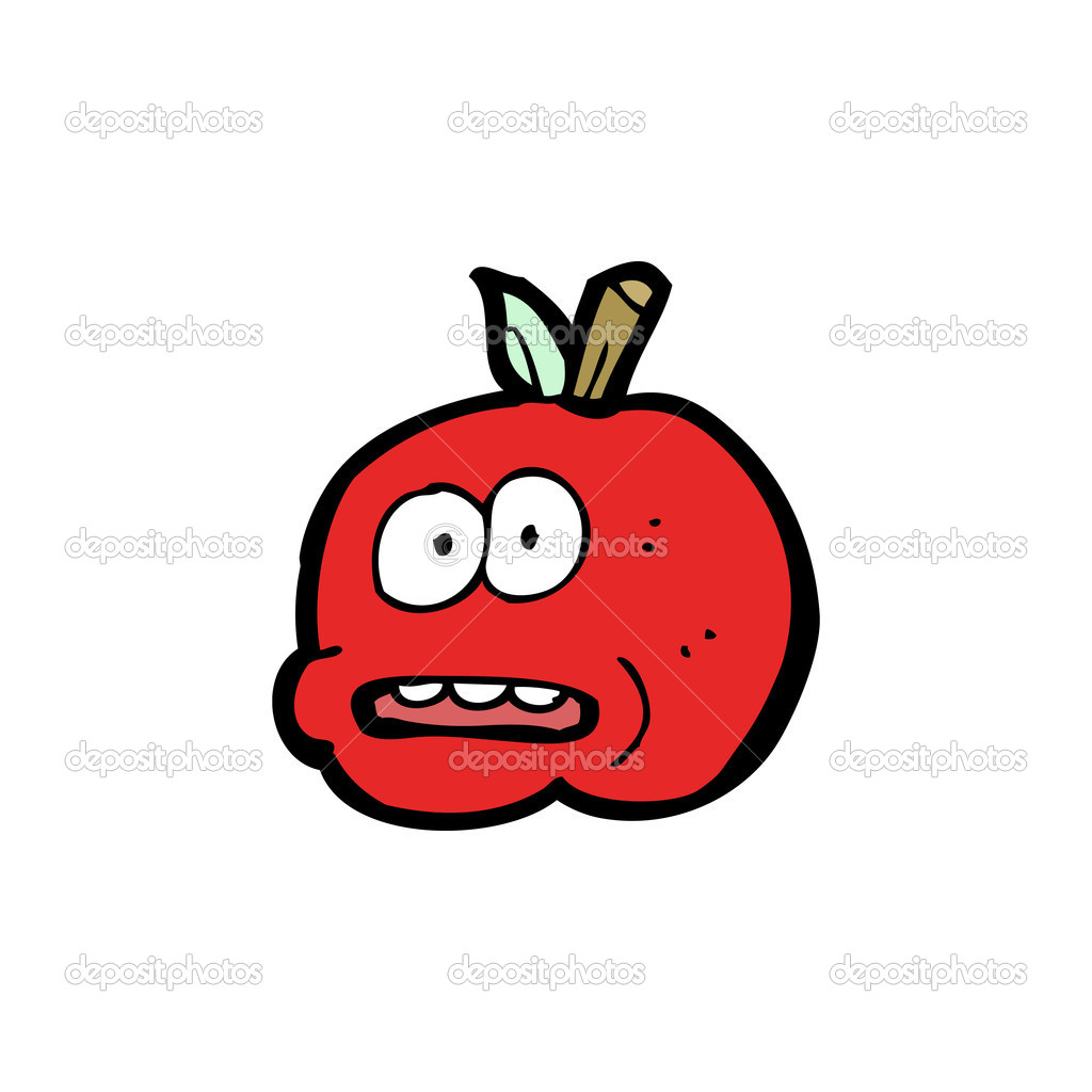 Cartoon apple scared — Stock Vector © lineartestpilot #13134068