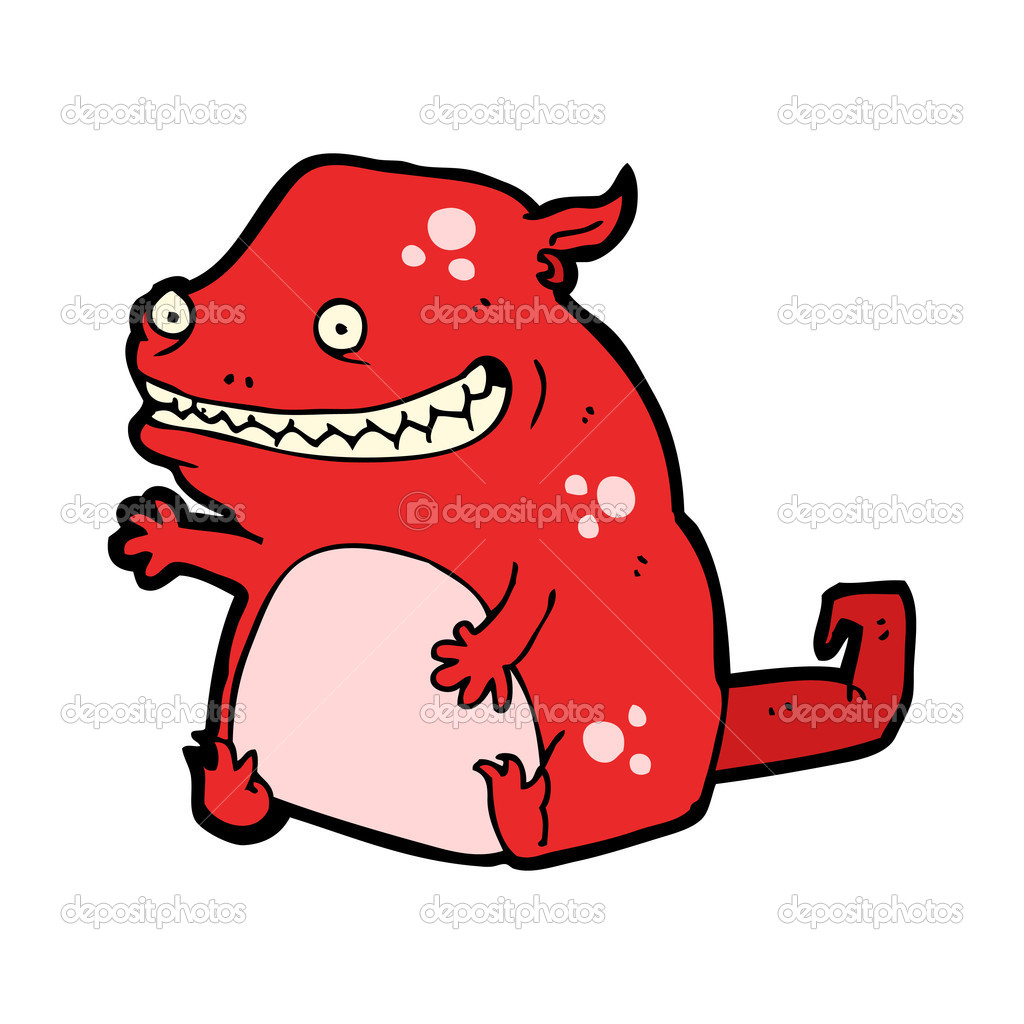 Cute red monster cartoon Stock Vector by ©lineartestpilot 13134191