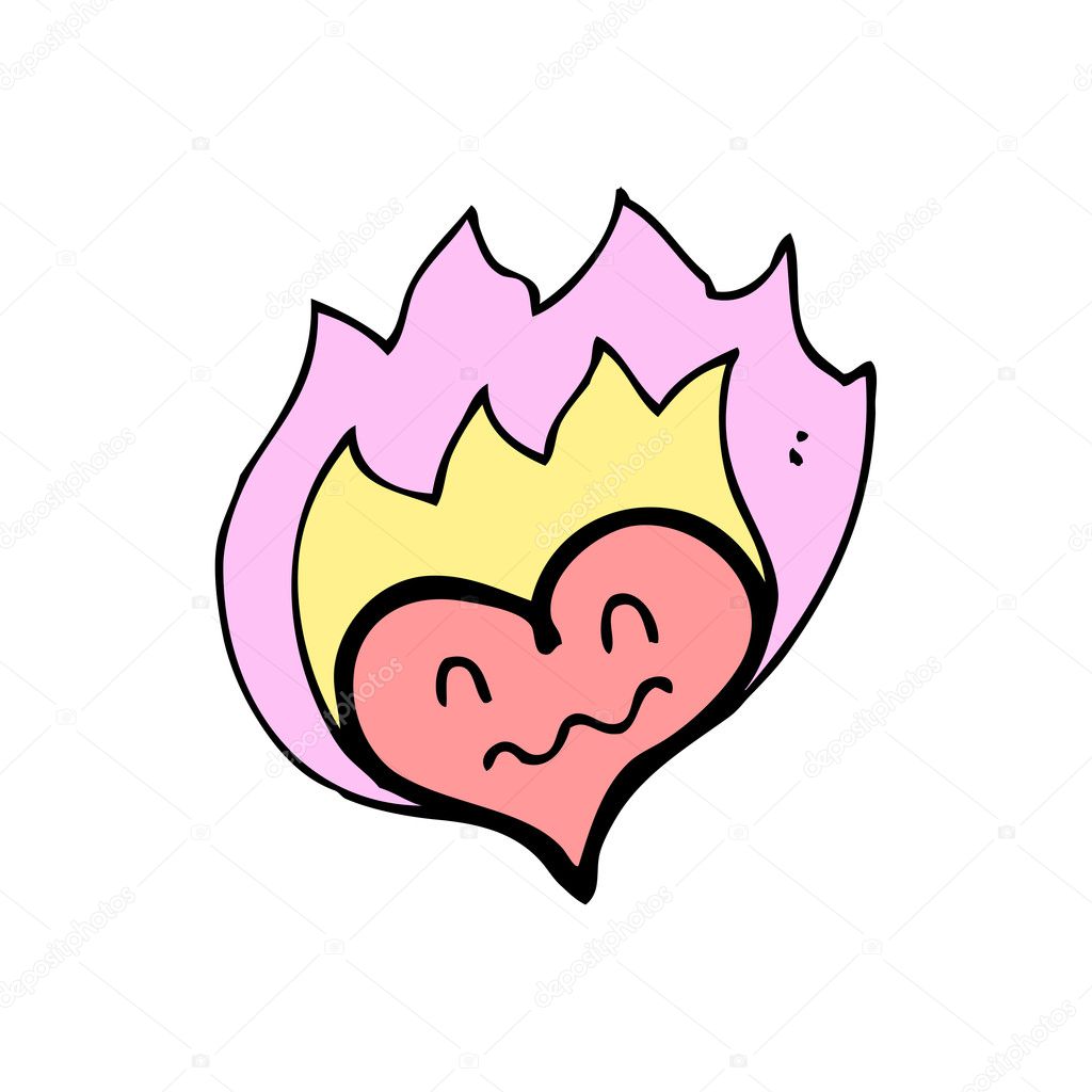 Cartoon flaming heart Stock Vector by ©lineartestpilot 13135502