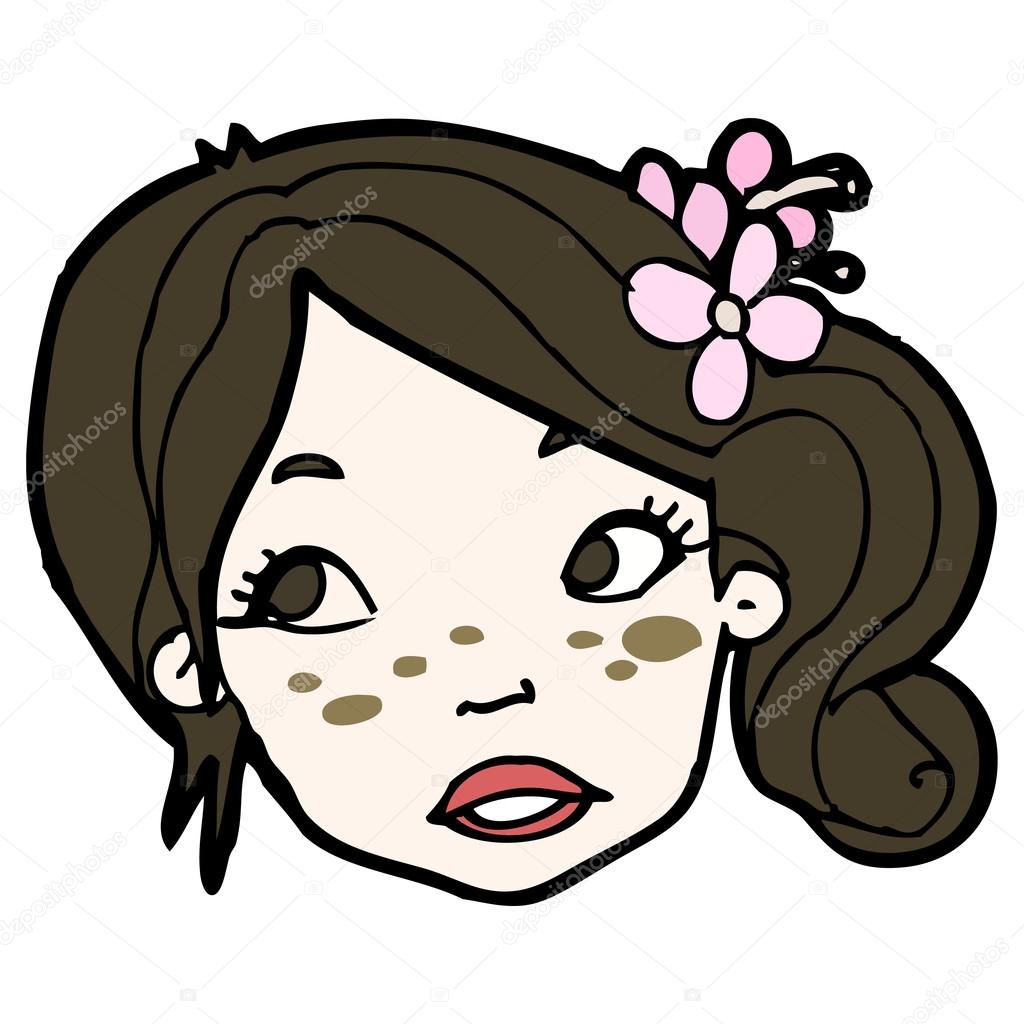 Cartoon pretty girl face Stock Vector by ©lineartestpilot 13566693