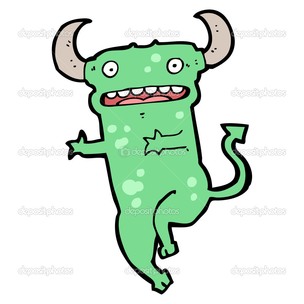 Naughty cartoon devil jumping — Stock Vector © lineartestpilot #13567570