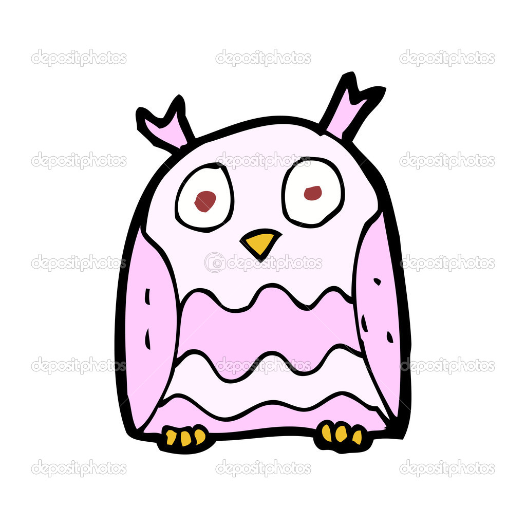 Pink owl cartoon Stock Illustration by ©lineartestpilot #13569266