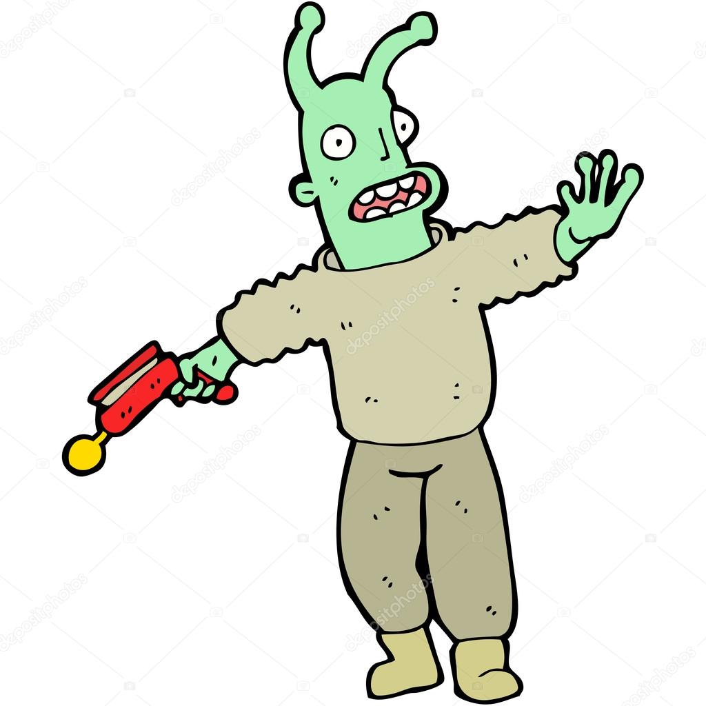 Cartoon alien spaceman with ray gun Stock Illustration by ...