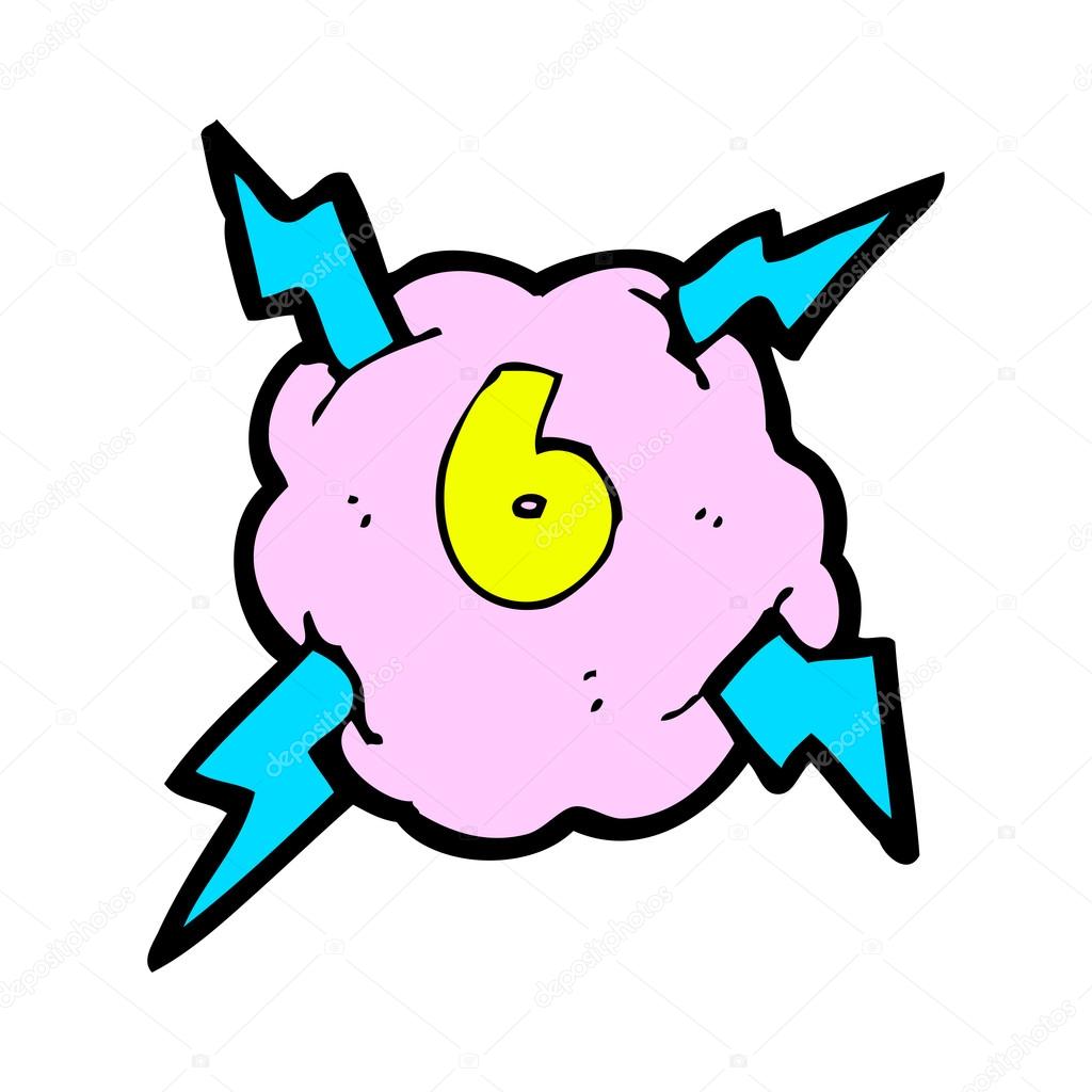 Cartoon lightning bolt storm cloud number 6 Stock Vector by ...