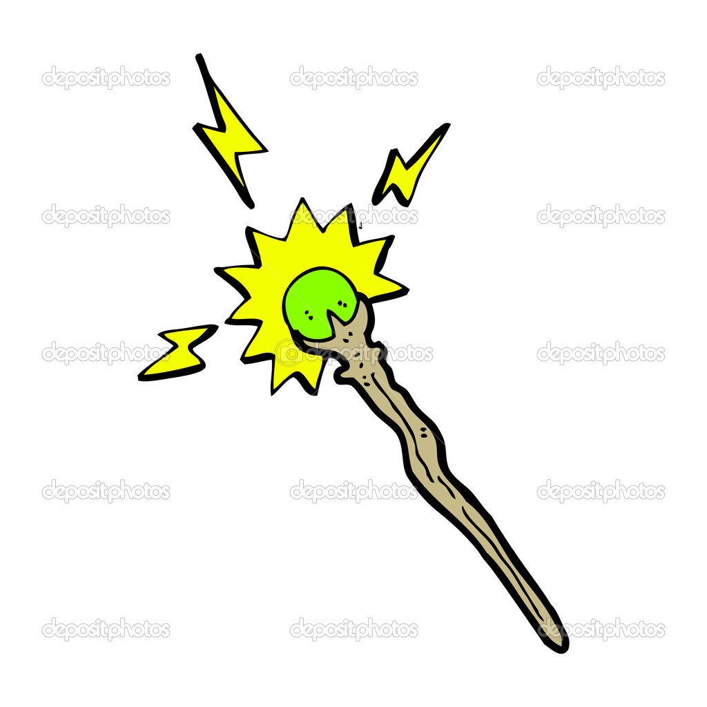 Cartoon magic wizard staff — Stock Vector © lineartestpilot #13572221