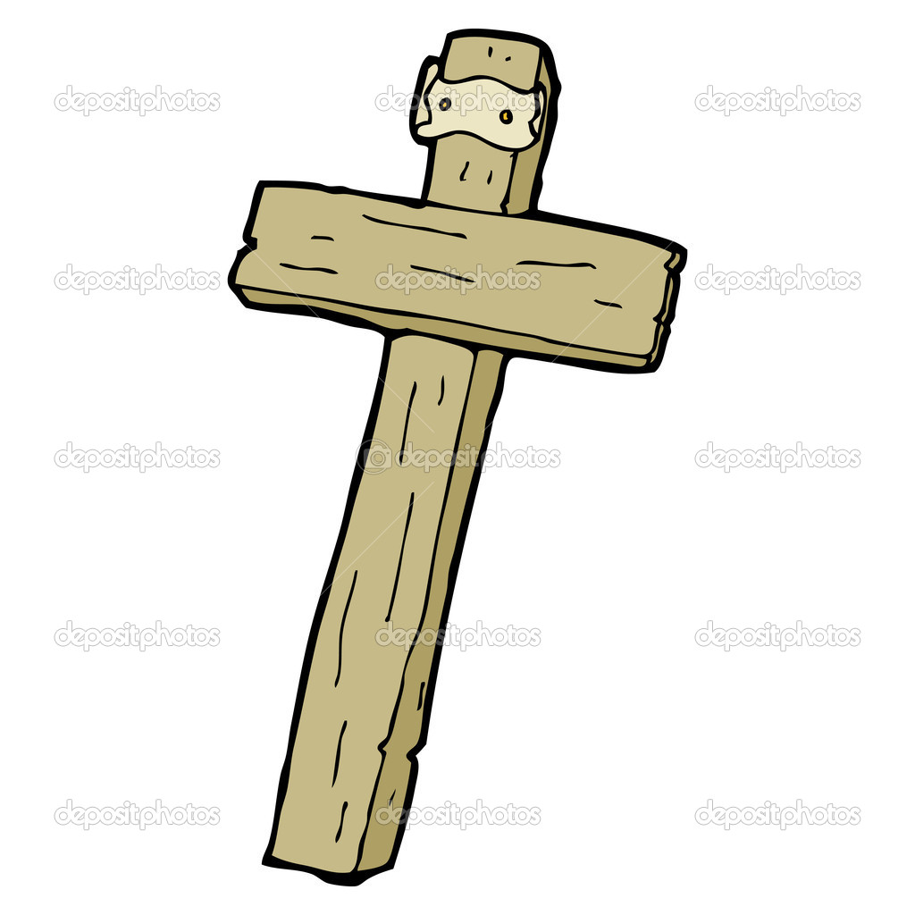 Wooden cross crucifix cartoon (raster version) — Stock Vector ... Wooden cross crucifix cartoon (raster version) — Stock Vector ...