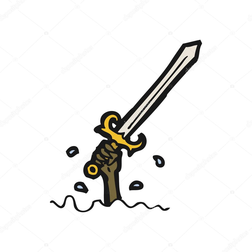 Sword rising from lake cartoon Stock Vector Image by ©lineartestpilot ...