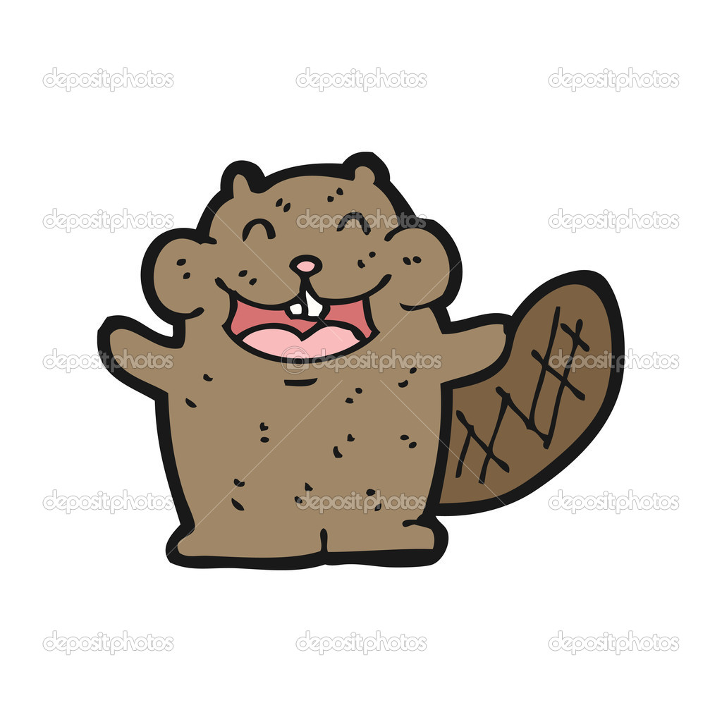 Happy beaver cartoon Stock Vector by ©lineartestpilot 14927573