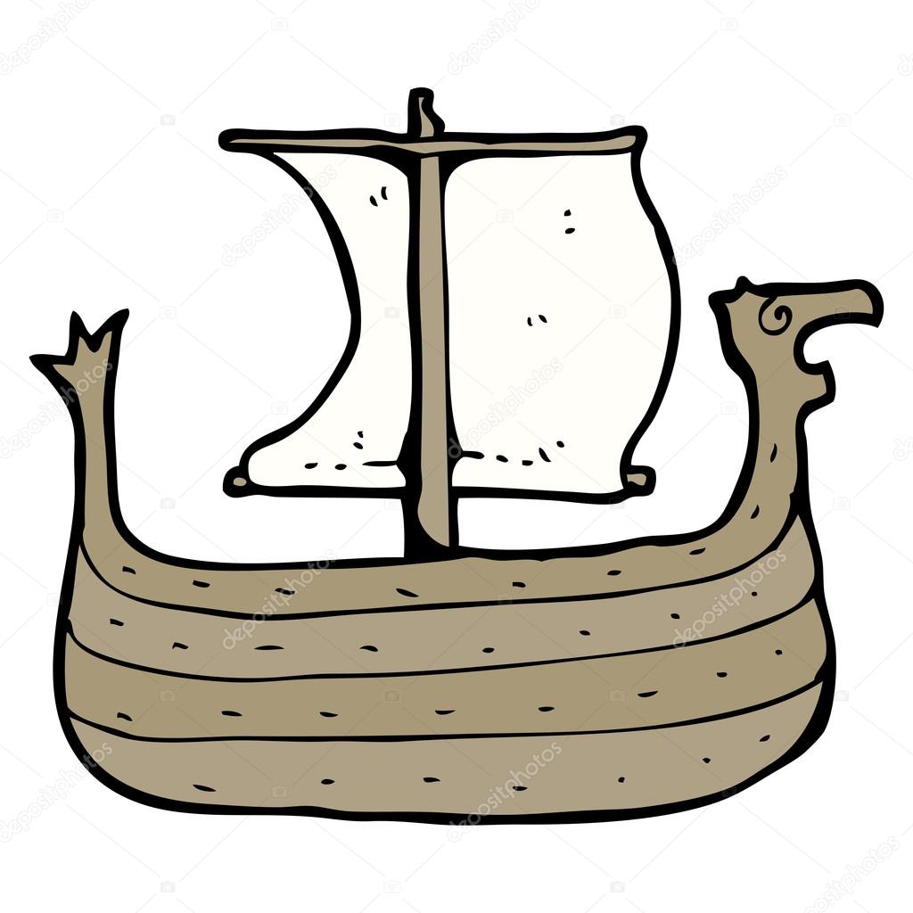 Cartoon viking ship — Stock Vector © lineartestpilot #16287855