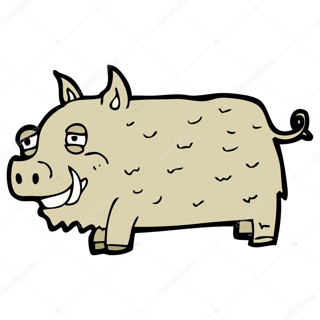 Hairy pig cartoon Stock Vector by ©lineartestpilot 16288339