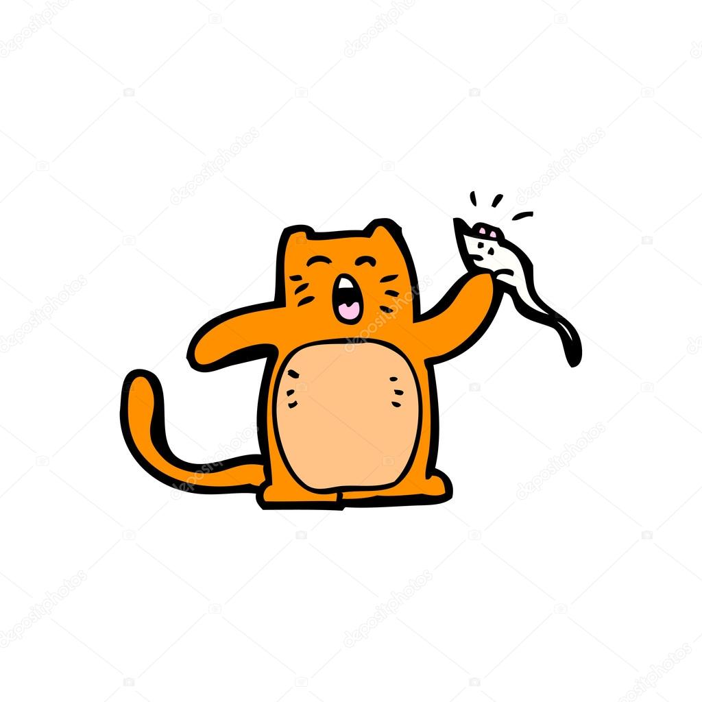 Cat Eating Mouse Drawing