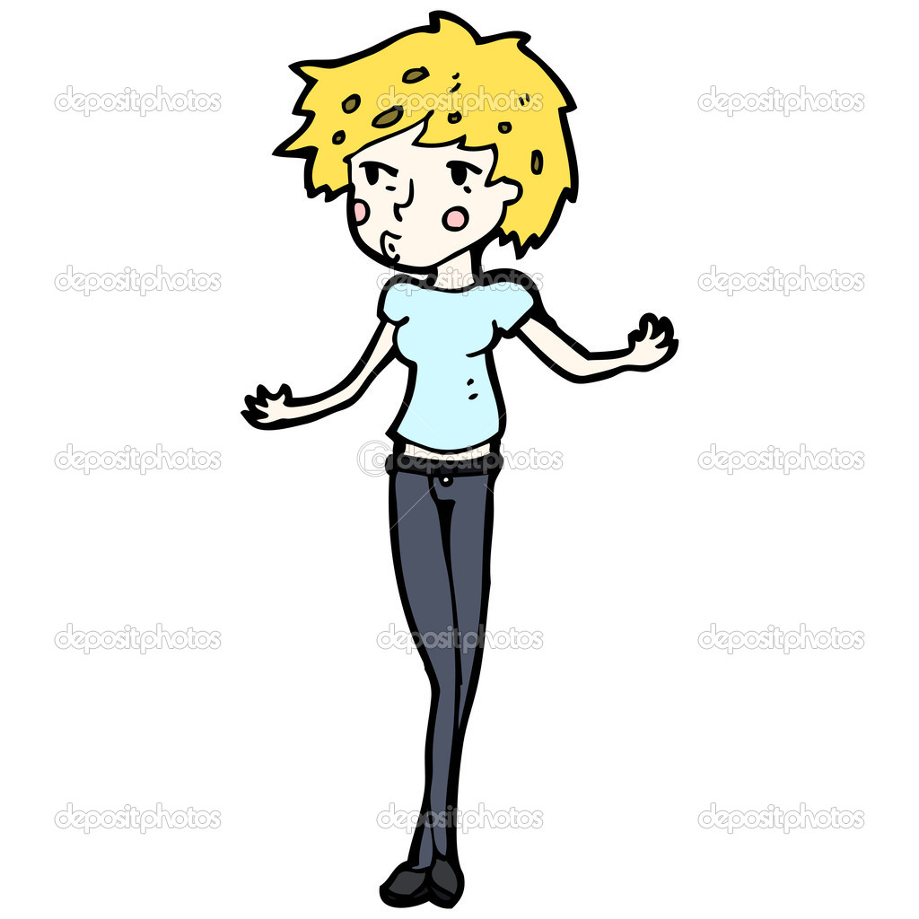 Mager Meisje Cartoon — Stockvector © Lineartestpilot 16296201