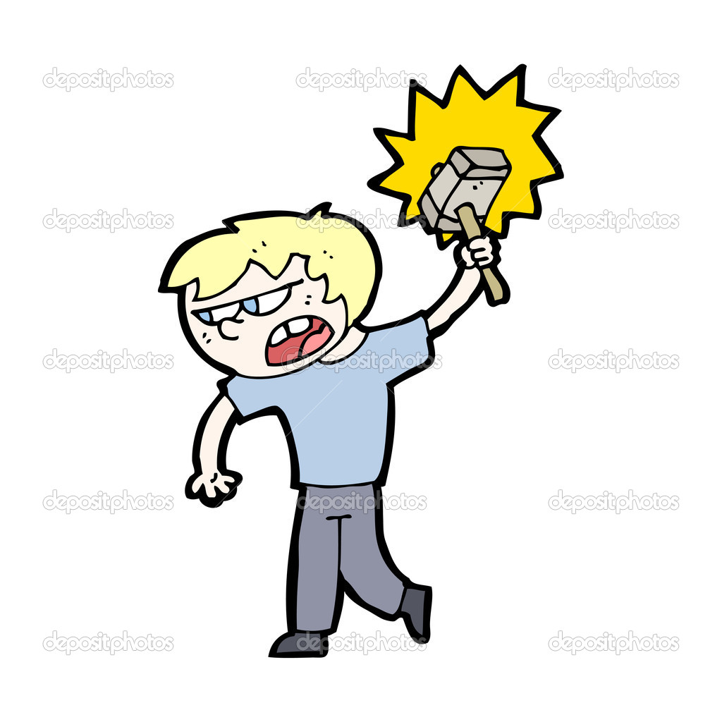 Niño de dibujos animados con martillo Vector de stock por ...