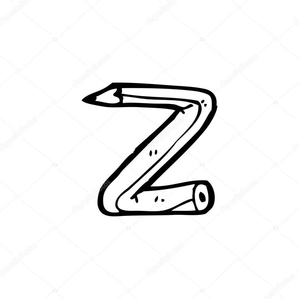 만화 연필 모양 편지 z 스톡 벡터 - ©lineartestpilot 19762431