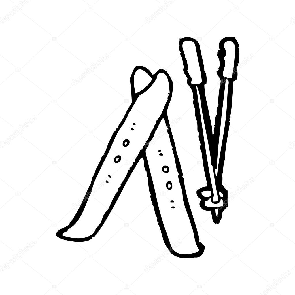 Lyže a hůlky kreslený — Stockový vektor #19763691